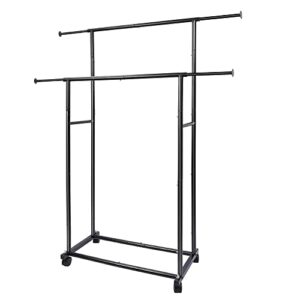 Simple & Heavy Duty Double Rod Garment Rack, Black