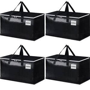 epictotes extra large tool bag-moving bags with zipper, carrying handles and tag pocket-moving supplies for space saving-totes - for storage, camping and travel 93l-4 pack