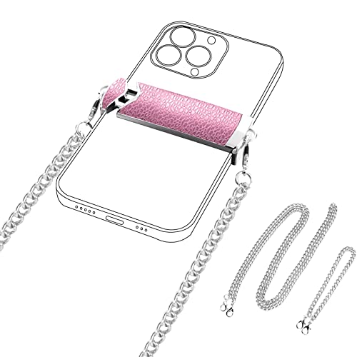 Universal Detachable Metal Phone Case with Lanyard Clip for iPhone, Galaxy & Most Smartphones - Pink