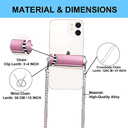 Universal Detachable Metal Phone Case with Lanyard Clip for iPhone, Galaxy & Most Smartphones - Pink