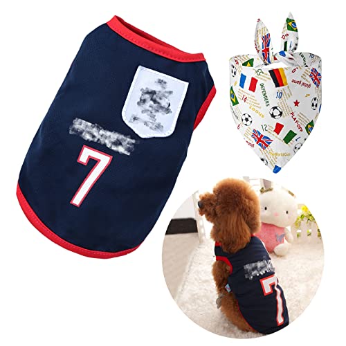 Dog Shirt Summer: Cute Dog Clothes for Small Dogs Girl Boy Dog Soccer Jersey Football Costumes Sports Dog Vest Bandana Set Breathable Soft Stretchy Medium Puppy Clothes Outfits