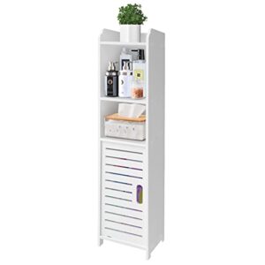 senyan waterproof bathroom floor storage cabinet with doors and shelves, freestanding bathroom storage cabinet floor cabinet for living room, bedroom, bathroom, kitchen, white