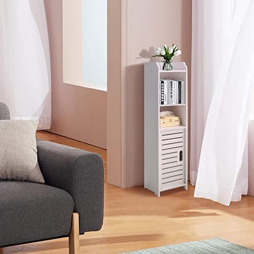 SENYAN Waterproof Bathroom Floor Storage Cabinet with Doors and Shelves, Freestanding Bathroom Storage Cabinet Floor Cabinet for Living Room, Bedroom, Bathroom, Kitchen, White