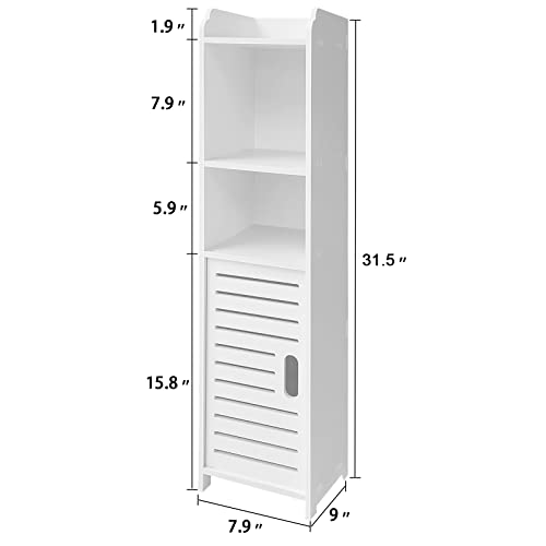 SENYAN Waterproof Bathroom Floor Storage Cabinet with Doors and Shelves, Freestanding Bathroom Storage Cabinet Floor Cabinet for Living Room, Bedroom, Bathroom, Kitchen, White