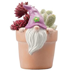 newman house studio spring-gnomes flower-pots easter decorations cactus-succulents - easter decorative purple planter pots unique garden pots with drainage hole for indoor outdoor 3 x 3.5 x 5 inch