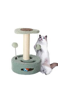 jixiangdog cat scratching post cat scratcher for indoor cats natural sisal covered cats scratch toy with interactive track balls and soft dangling ball for kitten and adult cats