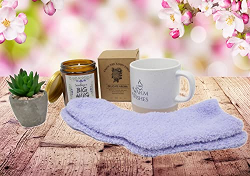 Thinking of you Get well soon gift for women | Care Package gift basket, variety box, after surgery recovery, feel better encouragement female mug, socks & Candle plant | Friend, Mom, girlfriend