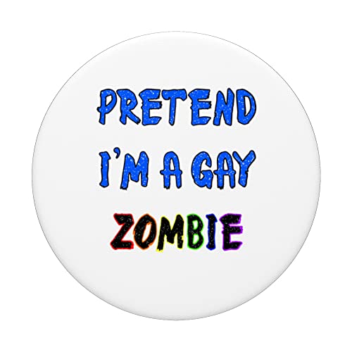 Pretend I'm A Gay Zombie Halloween Gay Bigender Pride Flag PopSockets Swappable PopGrip