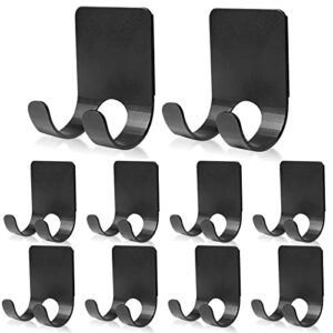 demao 10 pcs utility hooks,black self adhesive stainless steel heavy duty utility storage hook,shower razor hook for towel，loofah, plug, keys, robe,coat,kitchen and bathroom supplies.