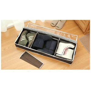 OUNONA Under Bed Shoe Storage Organizer:5 Grids Underbed Shoe Box Storage Containers with Clear Window Under Bed Storage for Organizing