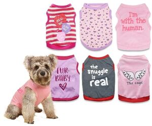 6 pack girl dog clothes for girls small dog shirts puppy t shirt for small dogs girl clothes dogs t-shirt chihuahua yorkie clothes