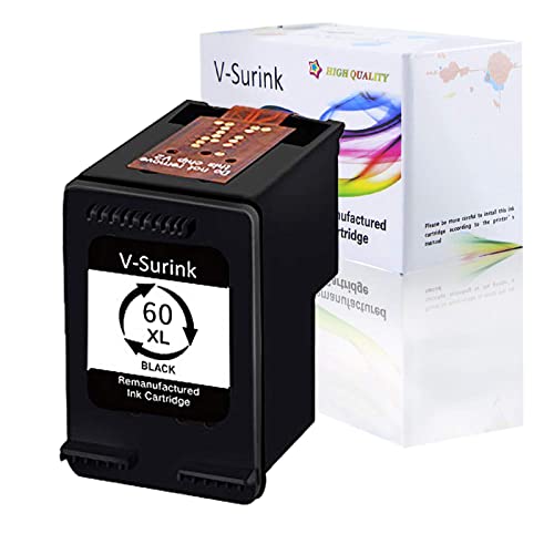 V-Surink Remanufactured 60XL Ink Cartridges Replacement for 60 60XL Used in PhotoSmart C4780 C4795 C4680 C4650 D110 D110a DeskJet F4480 F4280 F4580 D2530 D2545 D2680 Envy 100 111 (1 Black)