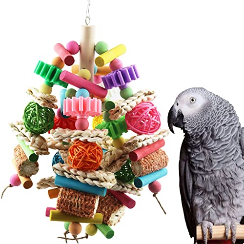 Bird Toys, Parrot Toys for Large Birds, Natural Corn cob African Grey Parrots, Macaws, Cockatoos, Amazon Parrots chew Toys, Birdhouse Hanging Toys