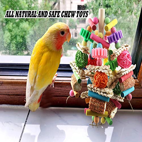 Bird Toys, Parrot Toys for Large Birds, Natural Corn cob African Grey Parrots, Macaws, Cockatoos, Amazon Parrots chew Toys, Birdhouse Hanging Toys