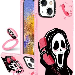 Kokaaee (2in1 for iPhone 14 Plus Case Cute Skeleton Skull for Women Girls Kawaii Girly Phone Cases Funny Gothic Cool Unique Design Soft TPU Bumper Cover+Ring Holder for 14Plus 6.7"