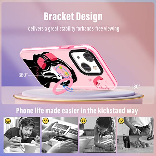 Kokaaee (2in1 for iPhone 14 Plus Case Cute Skeleton Skull for Women Girls Kawaii Girly Phone Cases Funny Gothic Cool Unique Design Soft TPU Bumper Cover+Ring Holder for 14Plus 6.7"