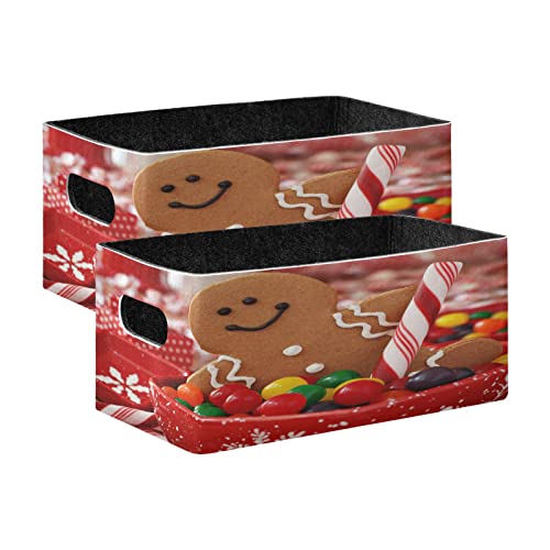 Elegant Gingerbread Man Storage Baskets Storage Bins Baskets Boxes for Shelves Collapsible Storage Organizer for Bedroom Living Room Office Home Clothes Toys 2 Pack