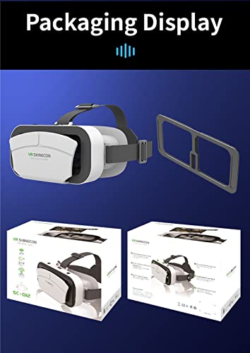 VR Headset Compatible with iPhone & Android Phone Within 4.7-7.2inch Display Screen- Universal Virtual Reality Goggles- Soft & Comfortable Updated 3D Glasses (G12-White)