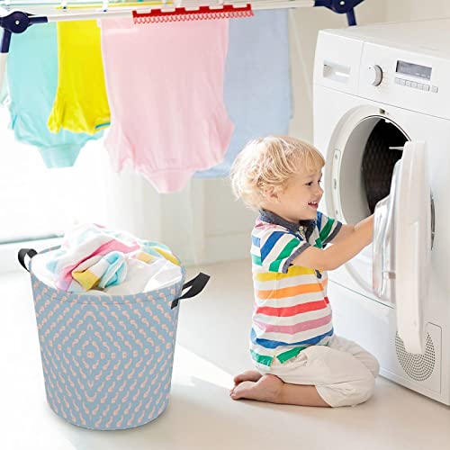 Repeating Penis Pattern Laundry Hamper Round Canvas Fabric Baskets with Handles Waterproof Collapsible Washing Bin Clothes Bag