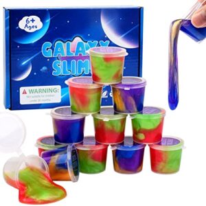 galaxy slime kit 12 pack, mini slime easter party favor for kids goodie bag stuffers, smooth, soft and non sticky, stress & anxiety relief colorful slime pack toy for girls boys