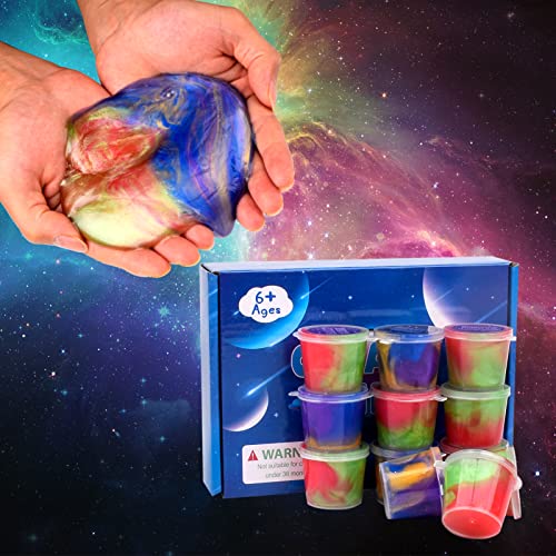 Galaxy Slime Kit 12 Pack, Mini Slime Easter Party Favor for Kids Goodie Bag Stuffers, Smooth, Soft and Non Sticky, Stress & Anxiety Relief Colorful Slime Pack Toy for Girls Boys