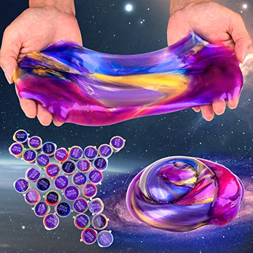 Galaxy Slime Kit 40 Pack, Mini Putty Slime Easter Party Favor for Kids Girls Boys, Soft, Stretchy&Non-Sticky, Stress Relief Colorful Slime Pack Toy for Kids Goodie Bag Stuffers