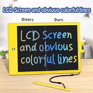 LCD Writing Tablet,Doodle Board 10 Inch Colorful Drawing Board,Toys for 3-6 Years Old Girls Boys,Drawing Tablet Erasable Reusable Electronic Drawing Pads,Educational Toy Gift for Kids Toddler (Yellow)