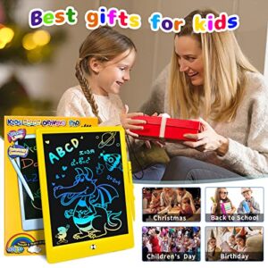 LCD Writing Tablet,Doodle Board 10 Inch Colorful Drawing Board,Toys for 3-6 Years Old Girls Boys,Drawing Tablet Erasable Reusable Electronic Drawing Pads,Educational Toy Gift for Kids Toddler (Yellow)