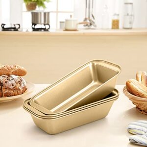 Lawei 6 Pack Nonstick Loaf Pan, 8.5 x 4.3 Inch Carbon Steel Kitchen Baking Bread Pan, Bread and Toast Baking Mold with Easy Grips Handles, Metal Bakeware Pan for Breads, Meatloaf, Gold