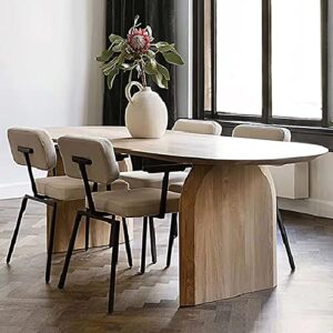 BAYCHEER Vintage Solid Wood Top Oval Dinette Table Wood Base Dining Table for Living Room - Natural Wood 55.1" L x 27.6" W x 29.5" H (Table Only)