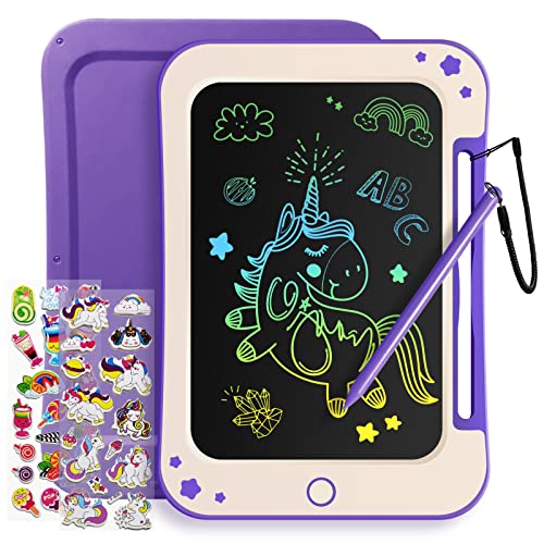 TEKFUN Toddler Kids Toys Gifts - 8.5 Inch LCD Writing Tablet Kids Doodle Board with Stickers Colorful Drawing Tablet, Kids Birthday Gifts Educational Toys for 2 3 4 5 6 Years Old Girl Boy (Purple)