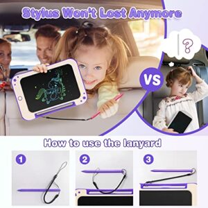 TEKFUN Toddler Kids Toys Gifts - 8.5 Inch LCD Writing Tablet Kids Doodle Board with Stickers Colorful Drawing Tablet, Kids Birthday Gifts Educational Toys for 2 3 4 5 6 Years Old Girl Boy (Purple)