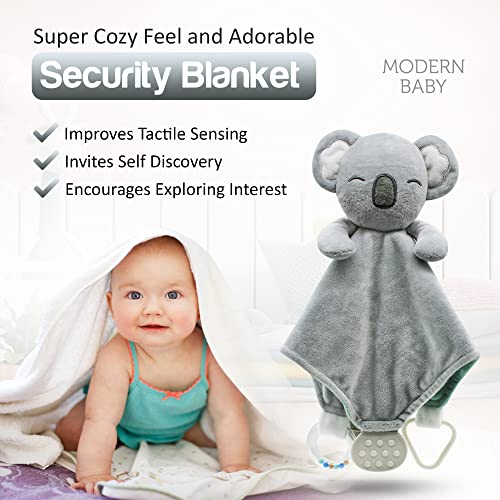 MODERN BABY Security Blanket Loveys for Babies Koala Stuffed Taggy Blanket Teether Toy Super Soft