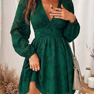 CUPSHE Women's Lace Mini Dress Long Sleeve Floral Print A Line Dress for Party Bodycon Dress