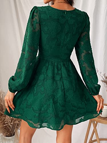 CUPSHE Women's Lace Mini Dress Long Sleeve Floral Print A Line Dress for Party Bodycon Dress