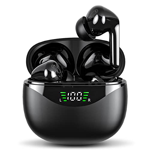 FEANS A6 Wireless Earbuds 60H Playtime in-Ear Bluetooth 5.3 Headphones with LED Power Display IPX5 Waterproof Earphones Immersive Stereo Sound Deep Bass Earbuds for iPhone Android, Sports (Black)