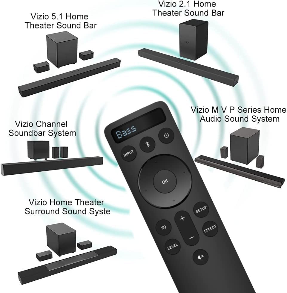 OEM Replacement Backlit Display Bluetooth Remote for Vizio 5.1 Premium Sound Bar Home Theater System M512-H6, V51-H6, V51x-J6, M51a-H6, M512a-H6, 51AX-J6, P514A-H6