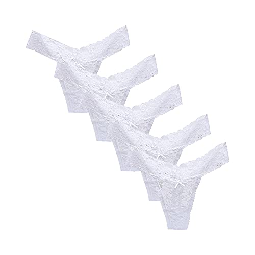 My Orders Placed Recently by Me Sexy Hollow Out Low Waist Lace Thongs for Women G-String Comfort Lingerie Underwear Pack of 5 White