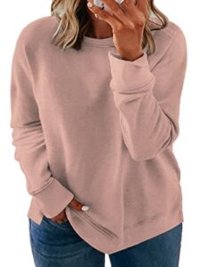 rosriss plus-size sweatshirts for women xl long sleeve oversized tops crewneck tunics 16w c-pink