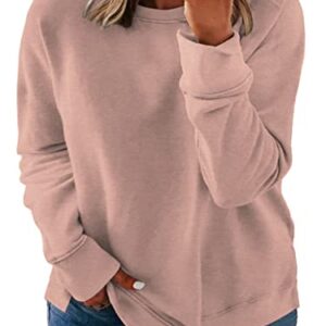 ROSRISS Plus-Size Sweatshirts for Women XL Long Sleeve Oversized Tops Crewneck Tunics 16W C-pink