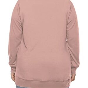 ROSRISS Plus-Size Sweatshirts for Women XL Long Sleeve Oversized Tops Crewneck Tunics 16W C-pink