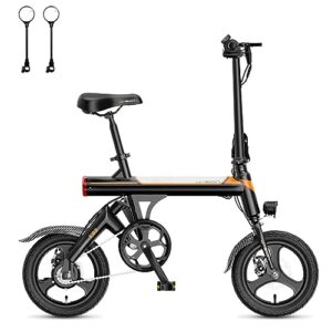 jasion eb3 electric bike for adults 21mph folding adults electric bicycles, 350w brushless motor, 36v 7.5ah battery, center suspension, 3 levels assist, 14" foldable ebike for adults and teens