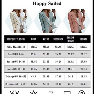 Happy Sailed Womens Tweed Blazer Jackets Fashion Double Breasted Lapel Collar Business Blazers with Pockets Long Sleeve Open Front Office Professional Blazer Work Suits 2023 Black Large