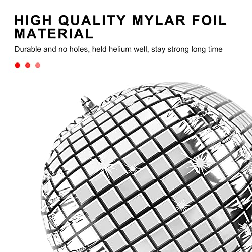 WXJ13 20 Pack Big Disco Ball Balloons for 3 Different Sizes, 32” 22” 10‘’ 4D Large Disco Balloons Round Metallic Silver Disco Mylar Foil Balloons for 70s 80s Disco Party Decorations