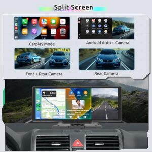 Podofo Portable Car Stereo Wireless Carplay/Android Auto with Dash Cam, 9.3" HD IPS Touch Screen Car Play Radio Audio Receiver, 1080P Backup Camera, Navigation/Bluetooth/FM Transmitter/AUX/TF Card