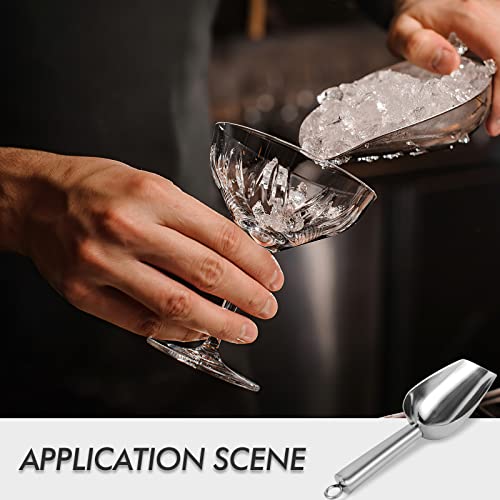 Metal Ice Scoop 3 Oz Small Stainless Steel Food Scoop Kitchen Ice Scooper For Ice Maker Candy Kitchen Bar Party Wedding Pet Animal Dog Food Scoop Beach Shovel Easy Clean Dishwasher Safe(Silver)