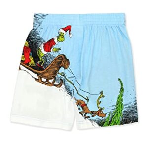 Dr. Seuss How The Grinch Stole Christmas Men's Button Fly Boxer Shorts (Small, Blue)