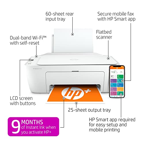 HP DeskJet 2734e Wireless Color All-in-One Printer with 9 Months Free Ink (26K72A)