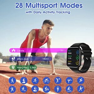 Smart Watch (Answer/Make Calls), 1.9" Smartwatch Fitness Tracker for Android iOS Phones with Blood Pressure Heart Rate Tracking, 25 Sport Modes SpO2 Sleep Monitor Step Counter for Women Men , Black