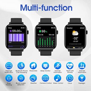 Smart Watch (Answer/Make Calls), 1.9" Smartwatch Fitness Tracker for Android iOS Phones with Blood Pressure Heart Rate Tracking, 25 Sport Modes SpO2 Sleep Monitor Step Counter for Women Men , Black